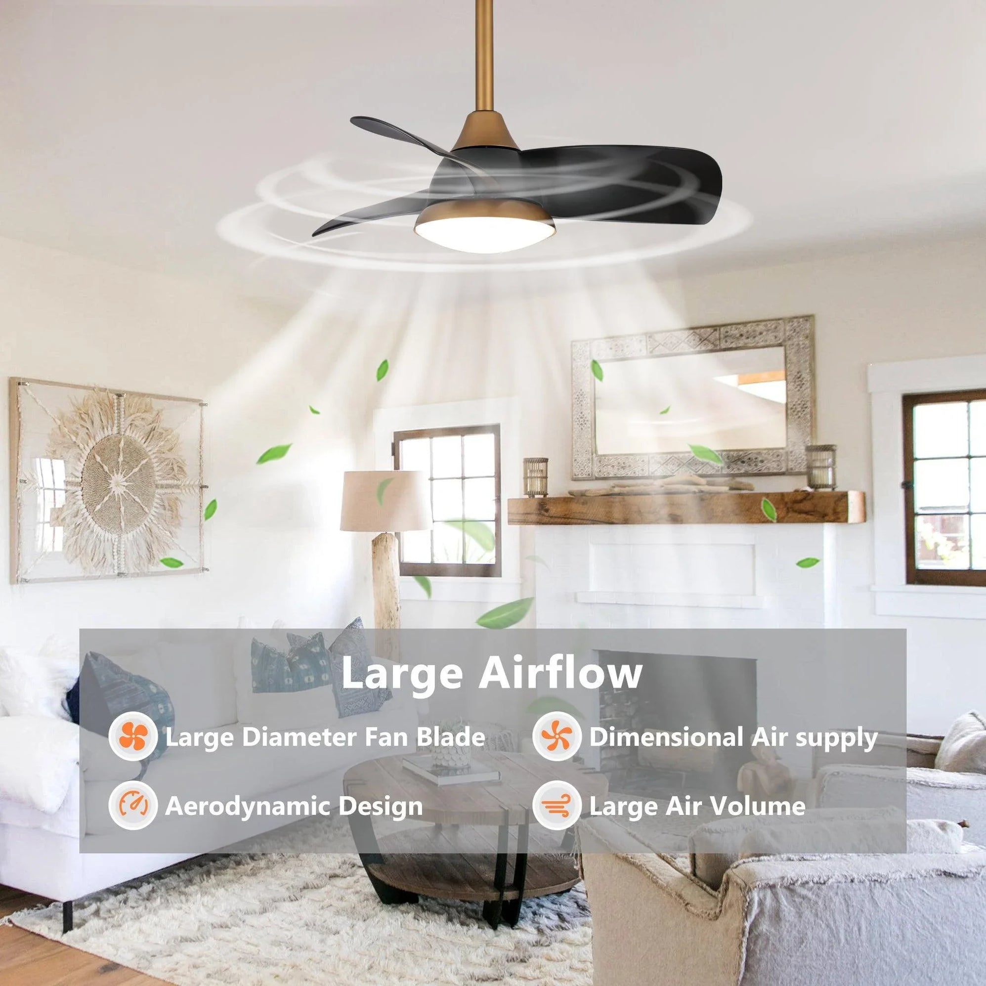 28" Modern DC Motor Downrod Mount Reversible Ceiling Fan with LED Ligh ...