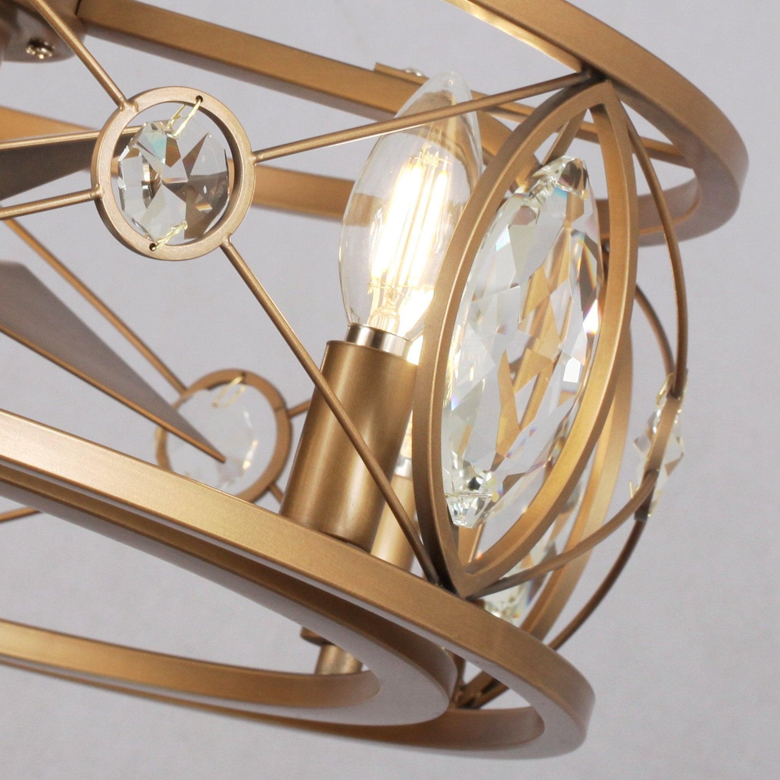 22" Kashmir Modern Glod Reversible Crystal Fandelier Ceiling Fan with