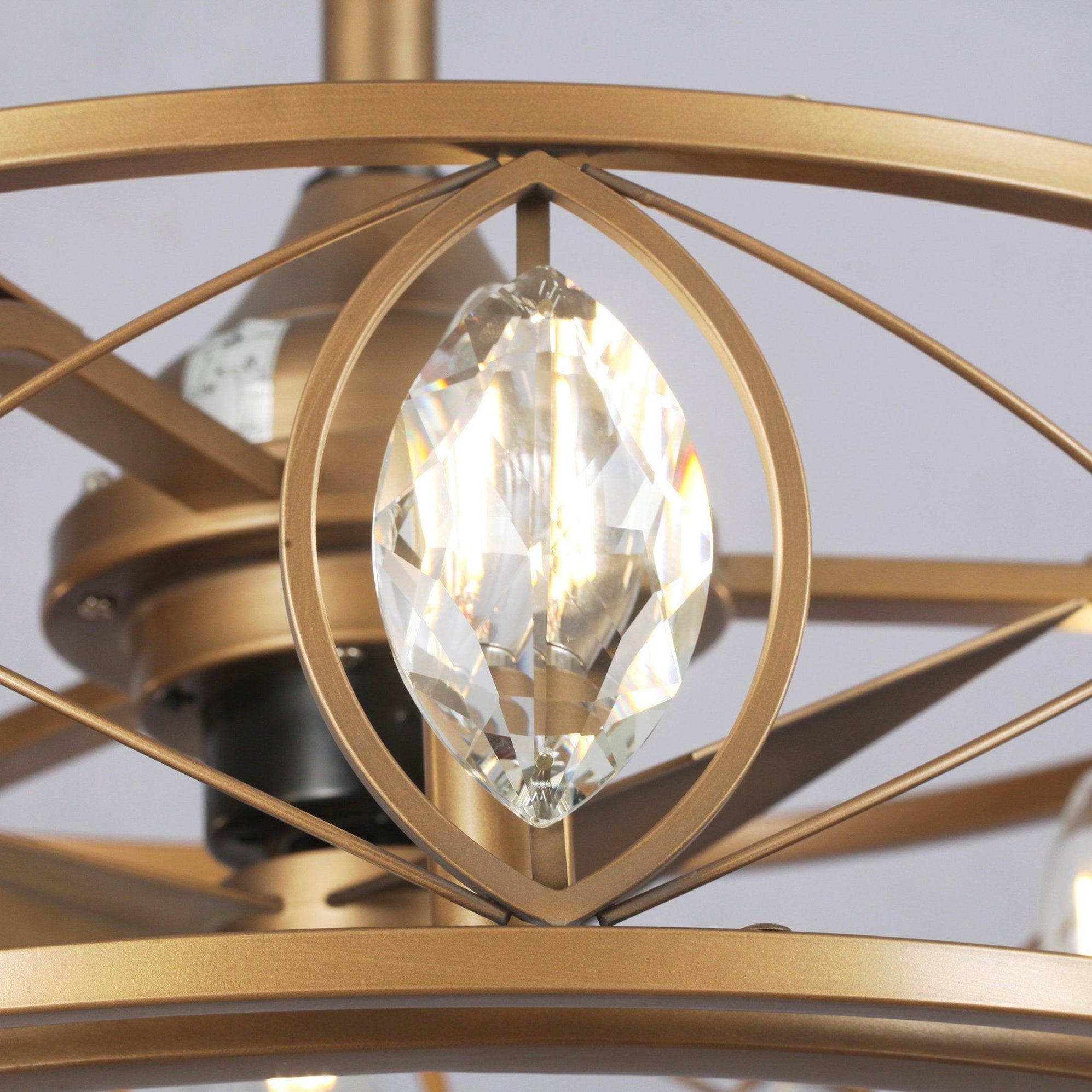 22" Kashmir Modern Glod Reversible Crystal Fandelier Ceiling Fan with ...