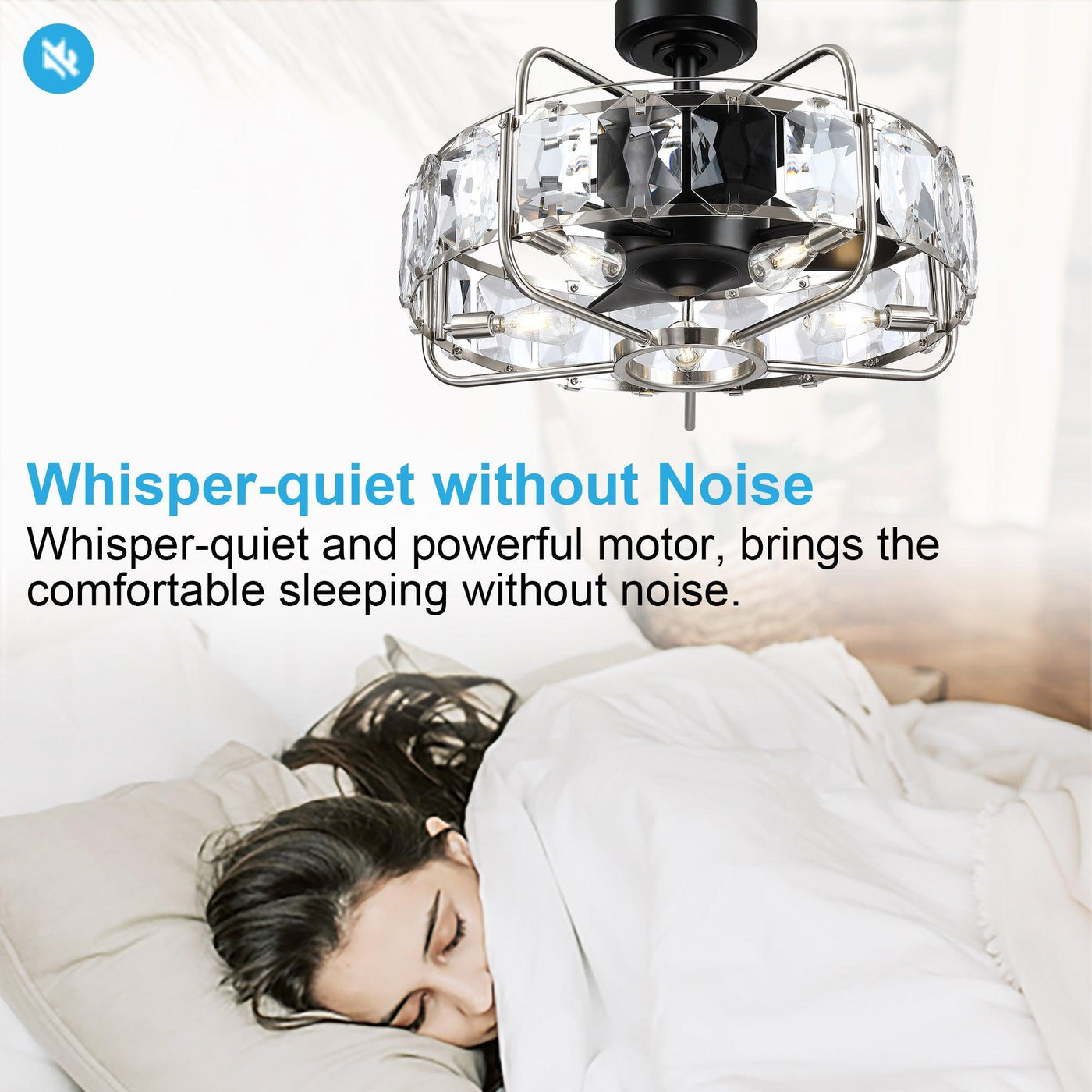 23" Modern DC Motor Downrod Mount Reversible Fandelier Ceiling Fan wit ...