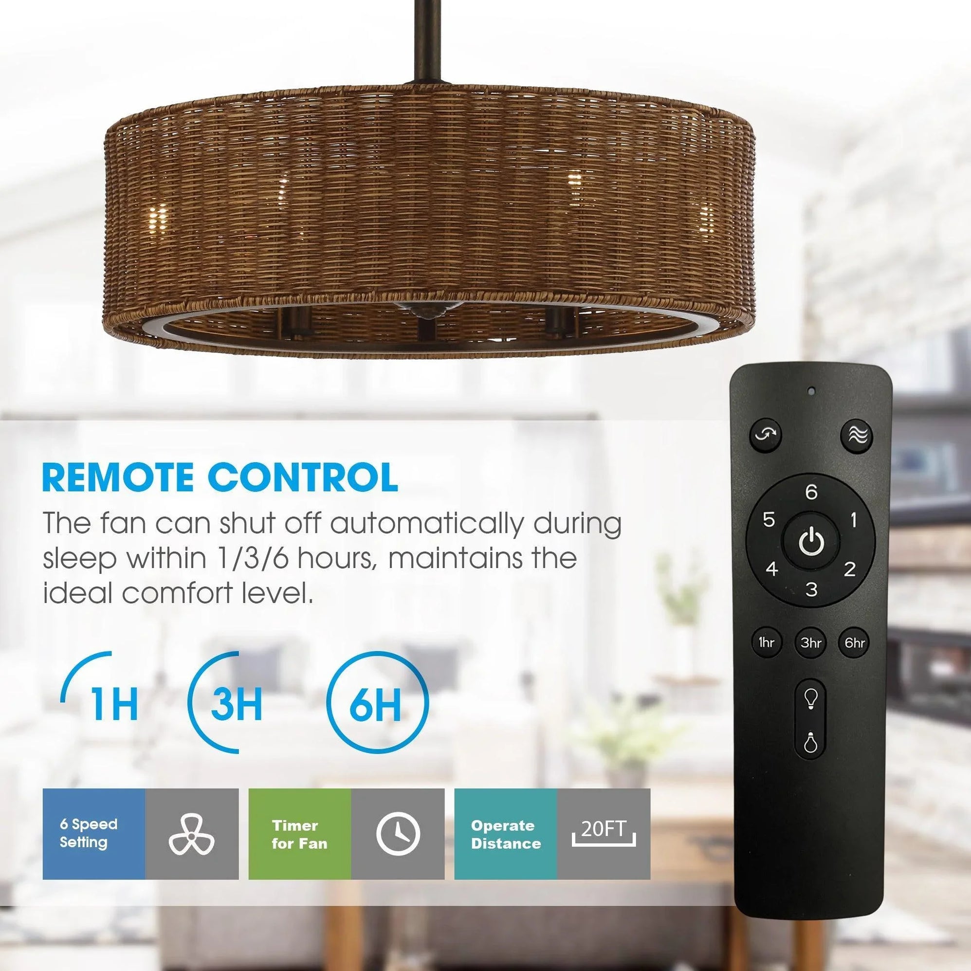 24" Farmhouse DC Motor Ceiling Fan with Remote Control- Parrot Uncle ...