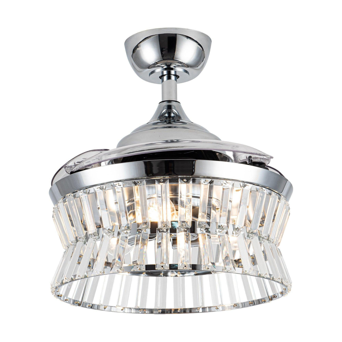 36" Prayag Modern Downrod Mount Crystal Ceiling Fan with Lighting and ...