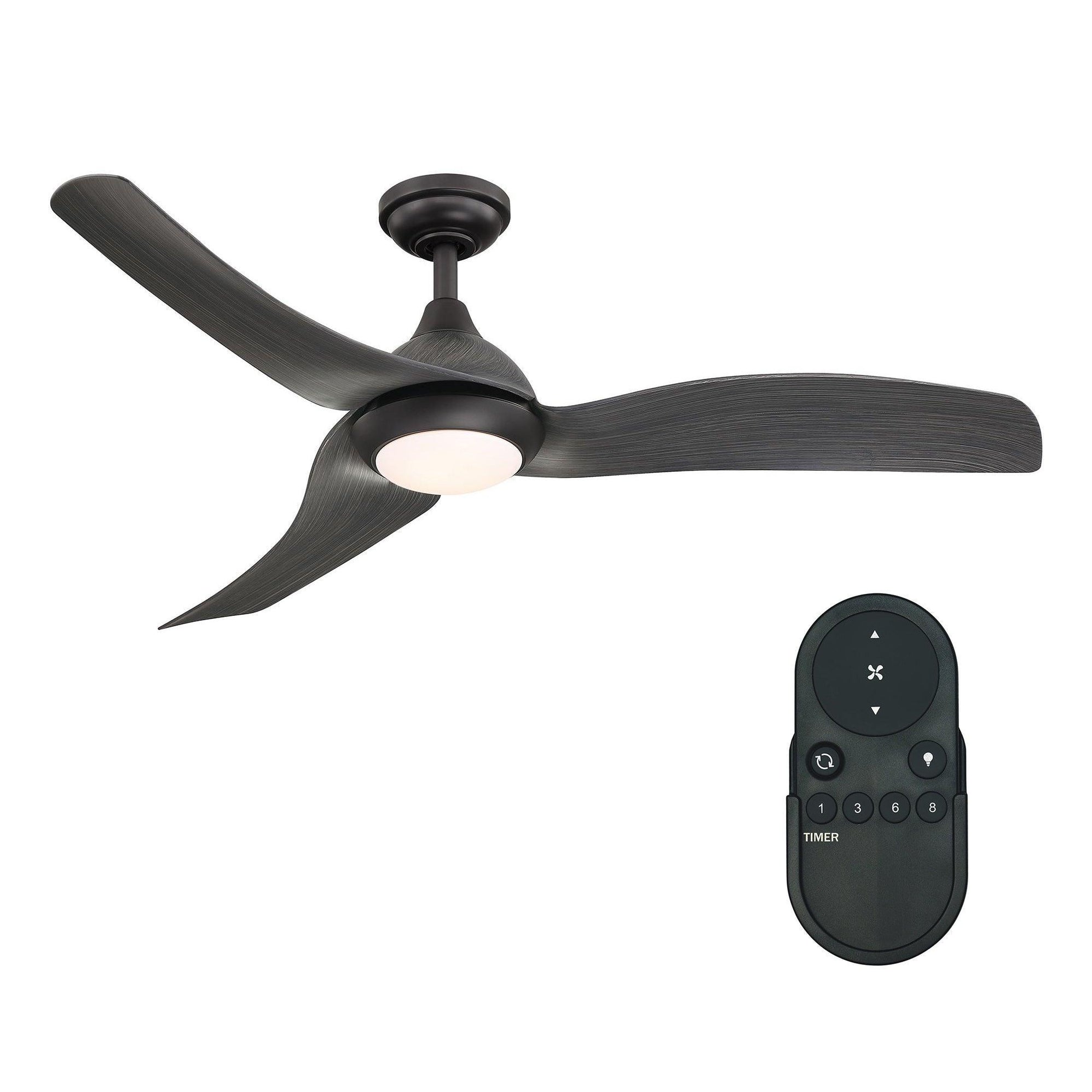 52" Industrial DC Motor Downrod Mount Reversible Ceiling Fan with LED ...