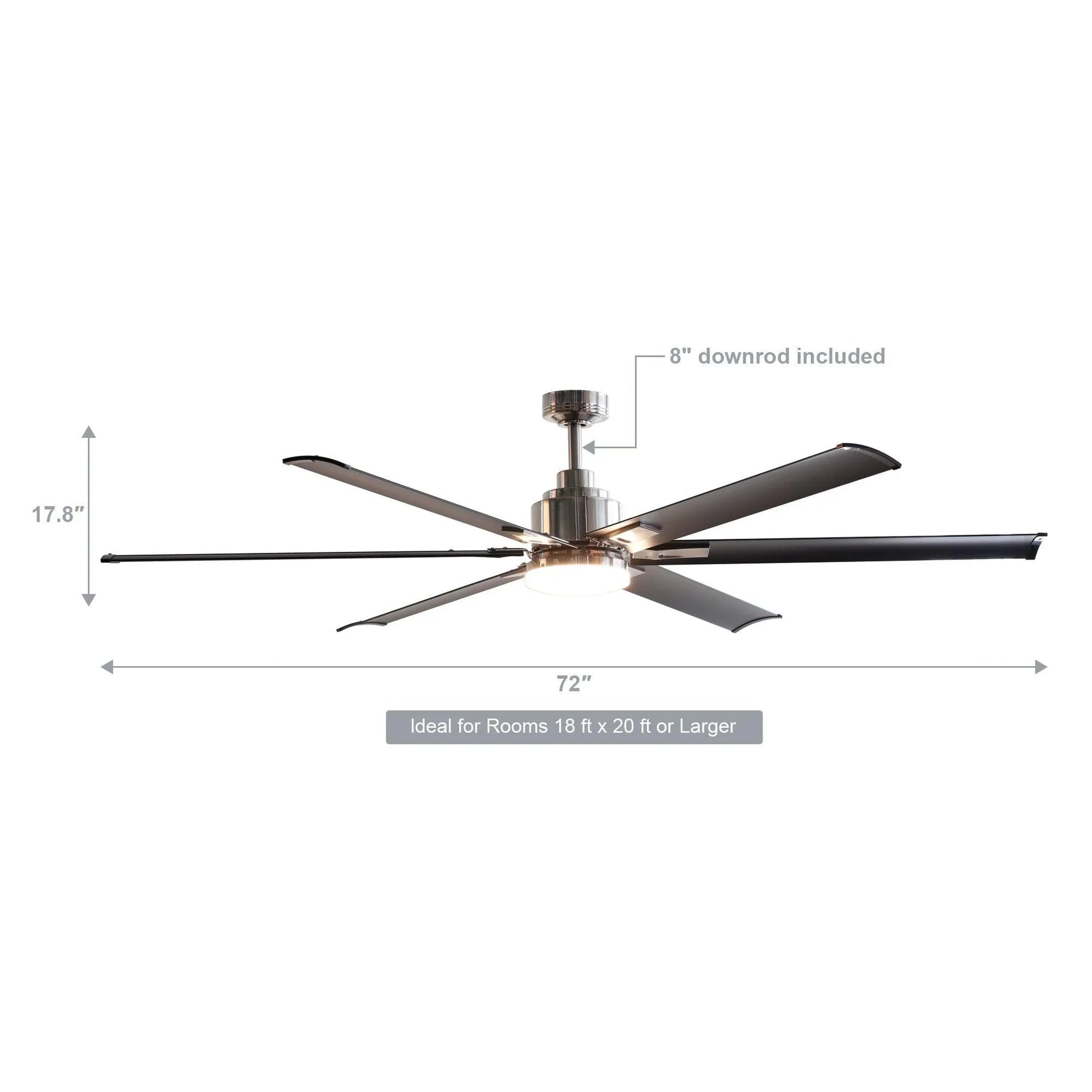 72" Bankston Modern DC Motor Downrod Mount Reversible Ceiling Fan with ...