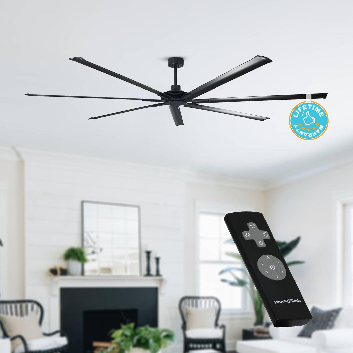 84" or 100" Industrial Extra Large Ceiling Fan with Remote Control ...