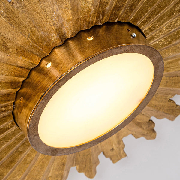 Golden Sunburst Flush Mount LED Lighting—ParrotUncle