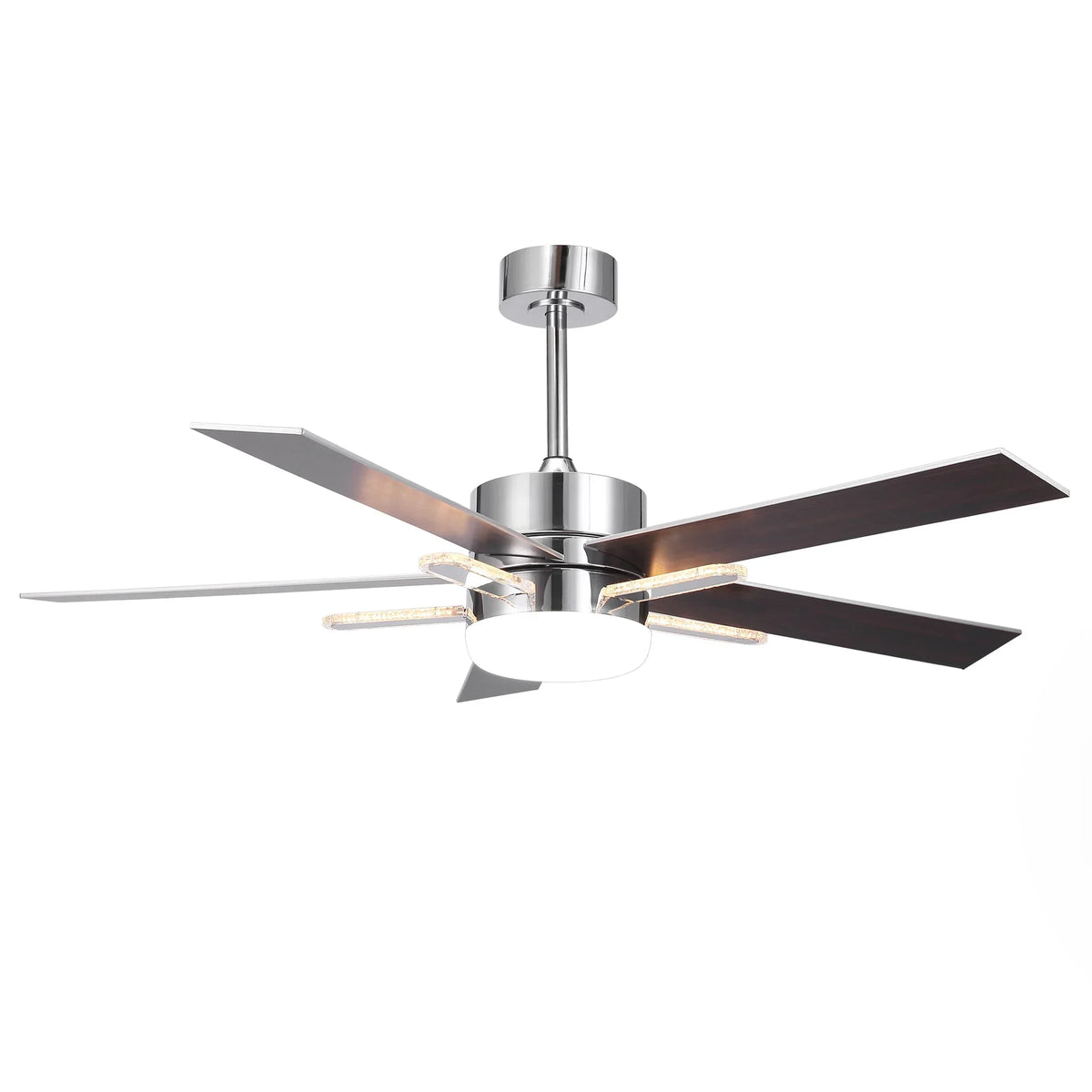 52 Inch Double-sided Blades Modern Downrod Mount Ceiling Fan with Main ...