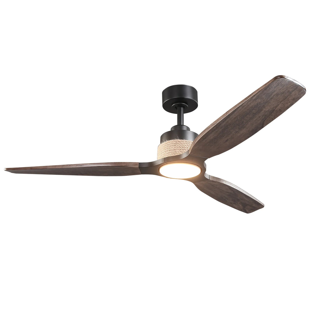56 Inch Louise Downrod Mount LED Wood Blades Ceiling Fan with Remote C