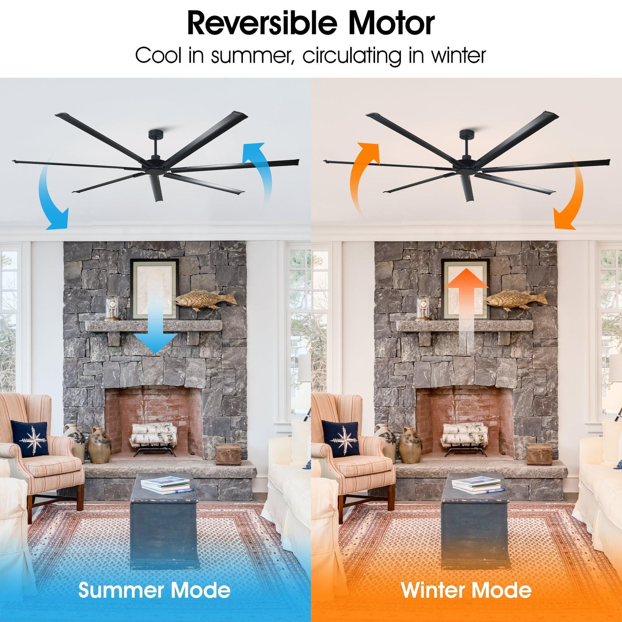 84 Inch 100 Inch Silent Storm Extra Large Ceiling Fan with Remote Cont ...