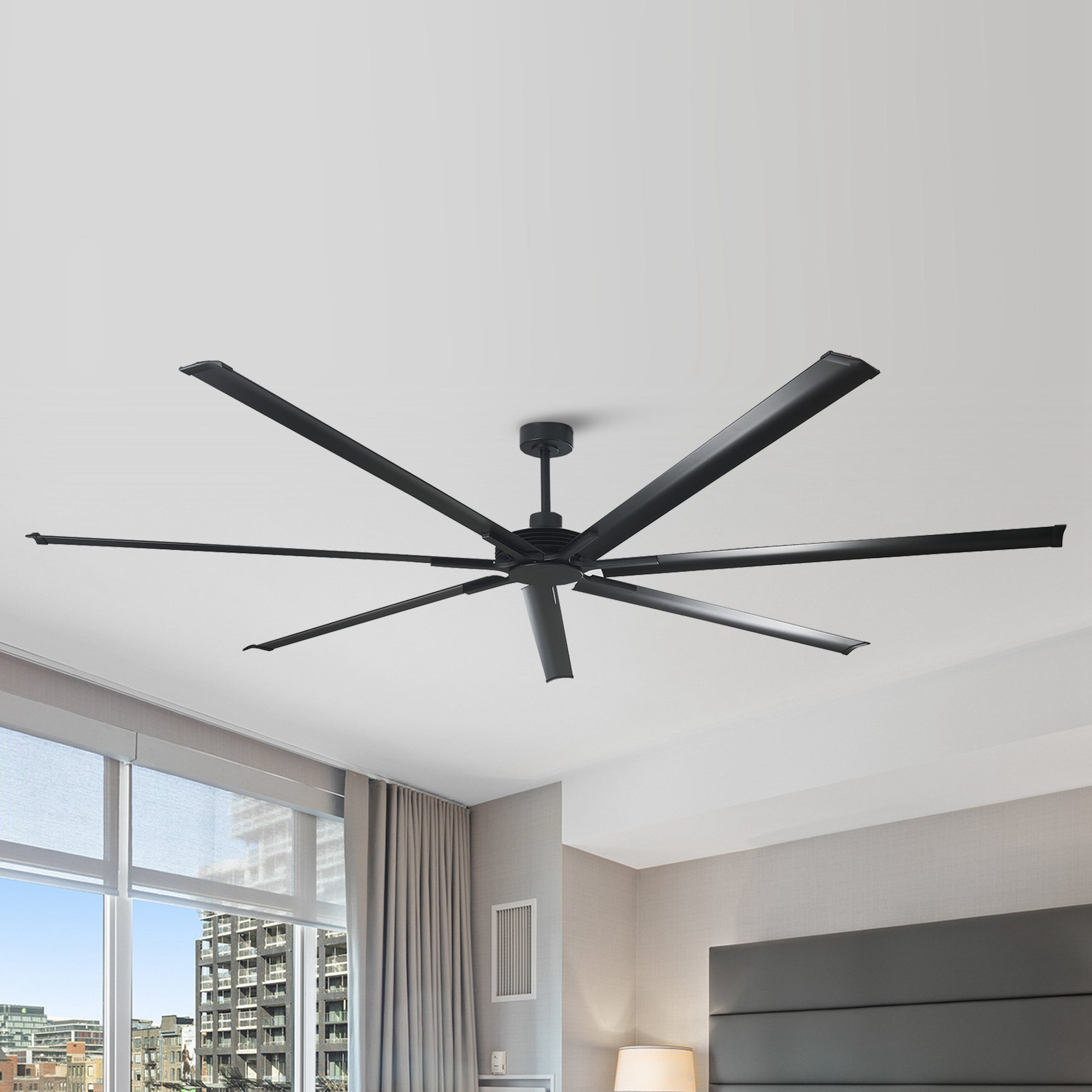 84" or 100" Industrial DC Motor Downrod Mount Reversible Ceiling Fan ...
