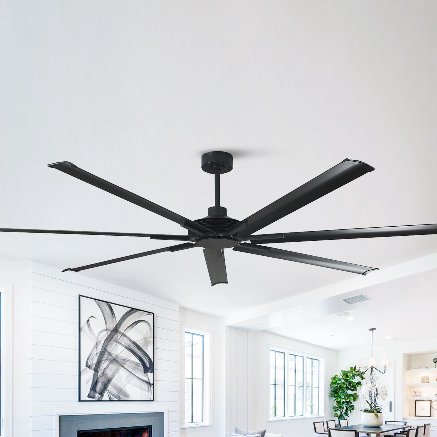 84" or 100" Industrial DC Motor Downrod Mount Reversible Ceiling Fan ...
