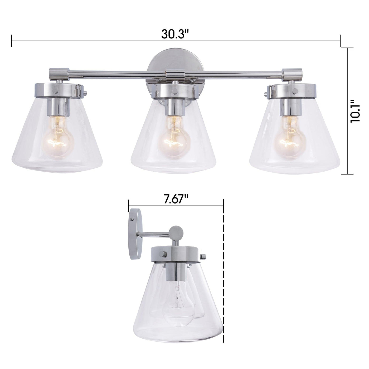 Gleam Modern 3-Light Dimmable Vanity Light | Parrot Uncle