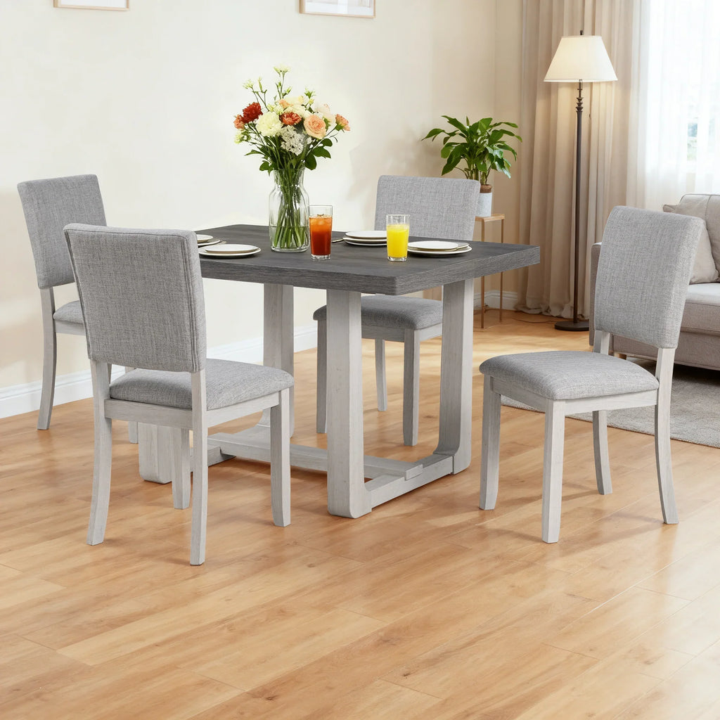 Sauro Gray Wood Top Rectangle Dining Table, Four Side Chairs Sold Sepa