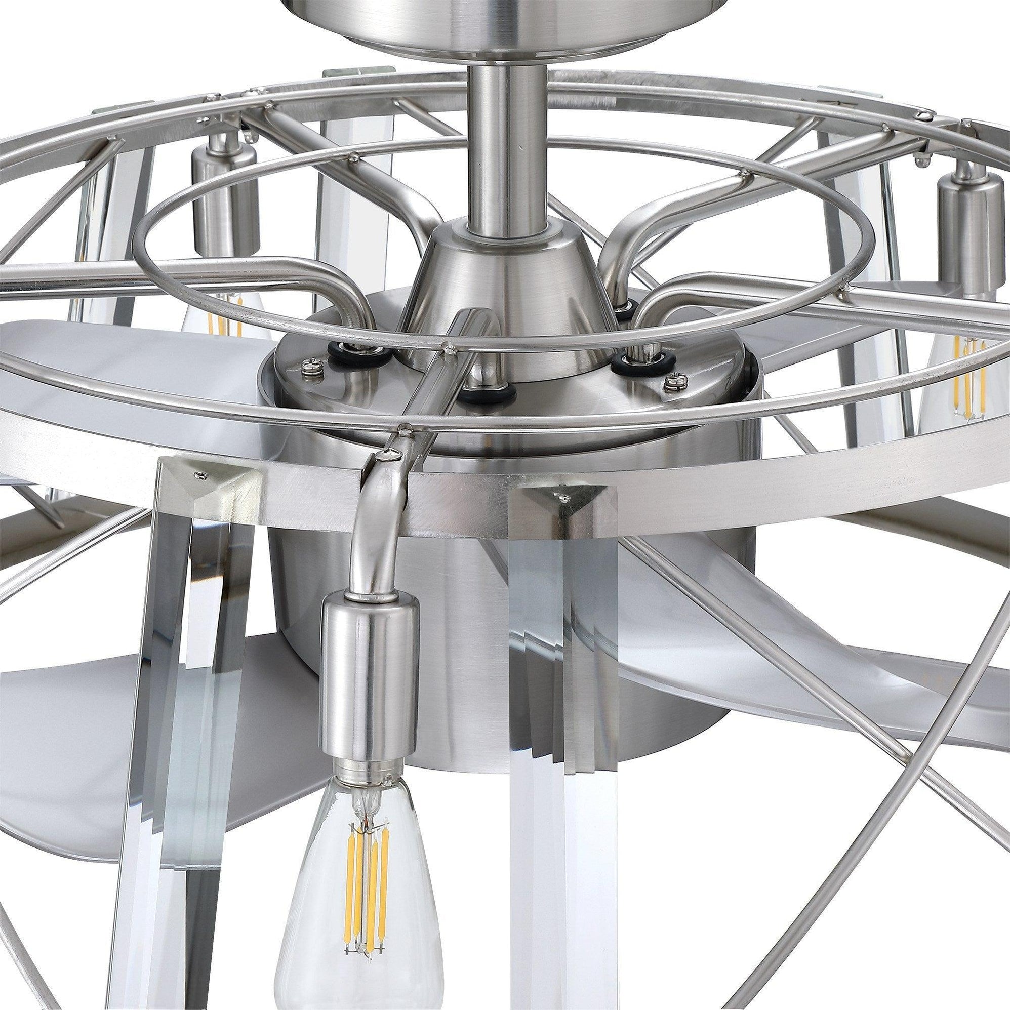 23" Industrial Satin Nickel DC Motor Downrod Mount Reversible Fandelier ...