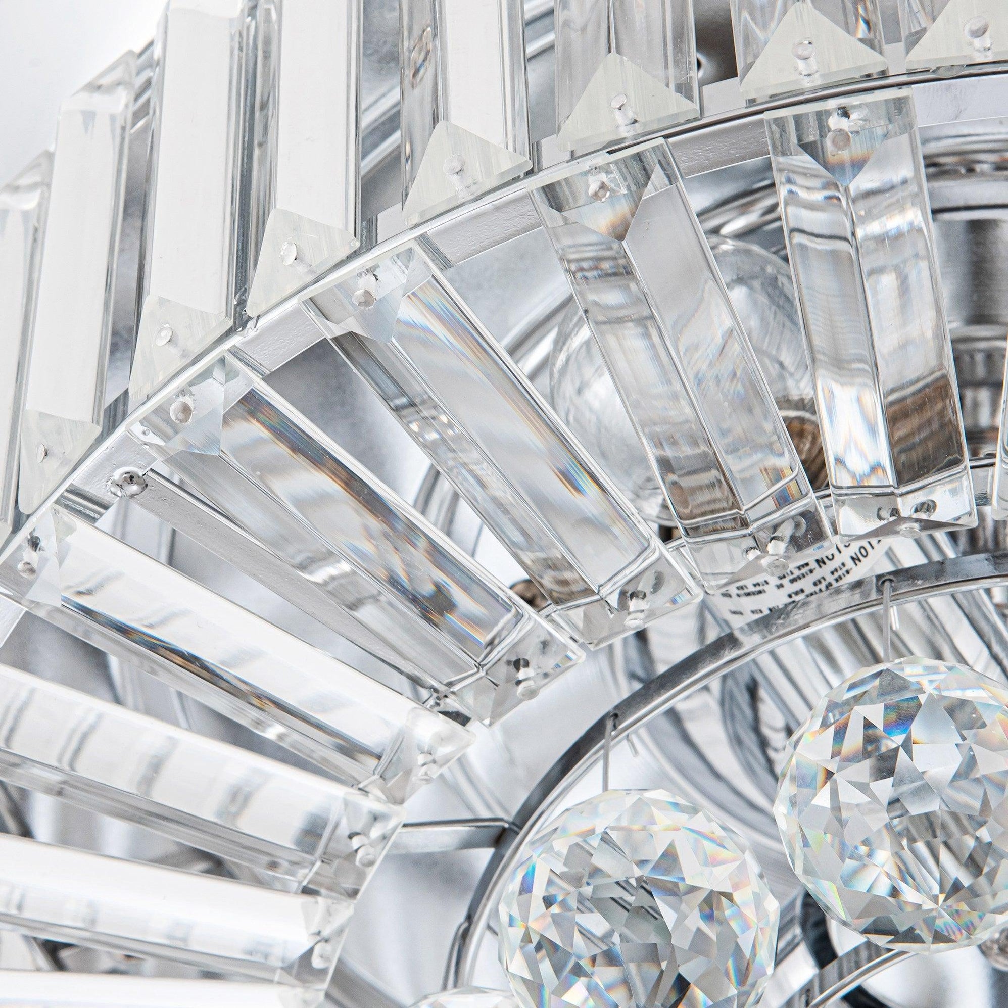 36" Broxburne Modern Chrome Downrod Mount Crystal Ceiling Fan with Lig ...