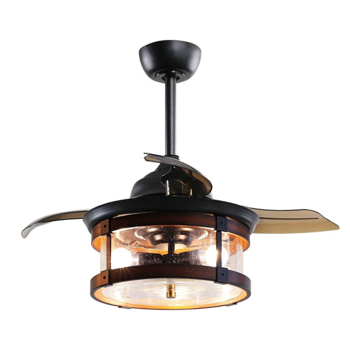 36" Caselli Industrial Downrod Mount Ceiling Fan with Lighting and Rem