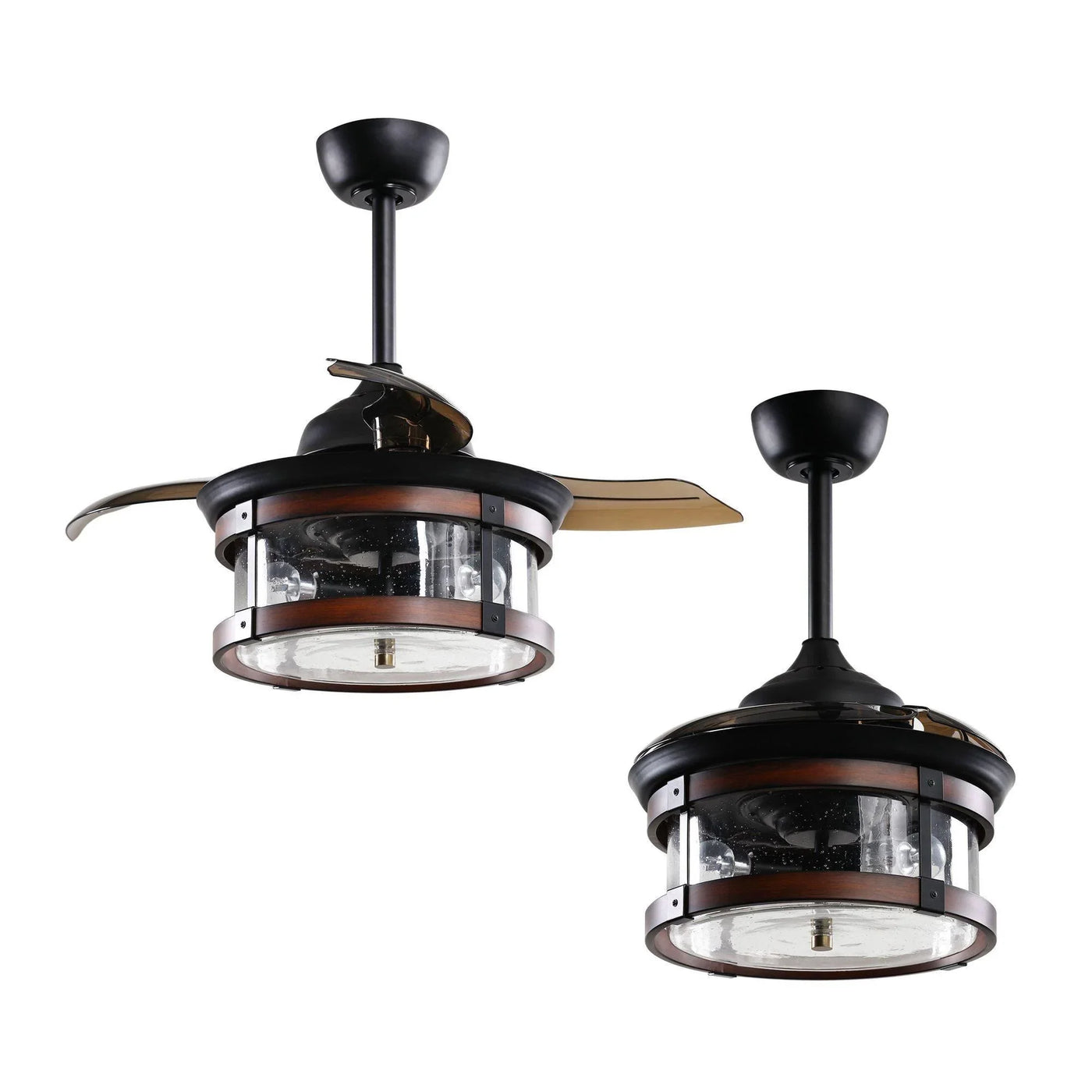 36" Caselli Industrial Downrod Mount Ceiling Fan with Lighting and Rem ...