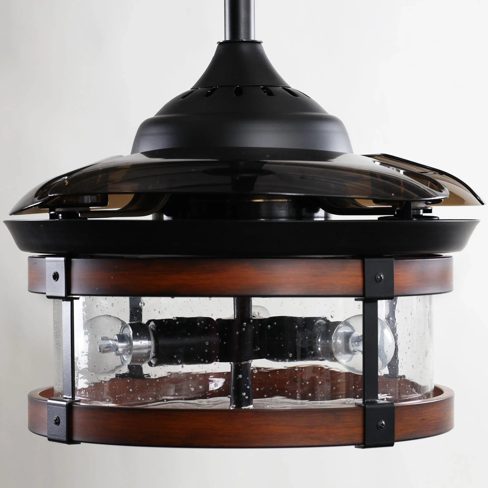 36" Caselli Industrial Downrod Mount Ceiling Fan with Lighting and ...