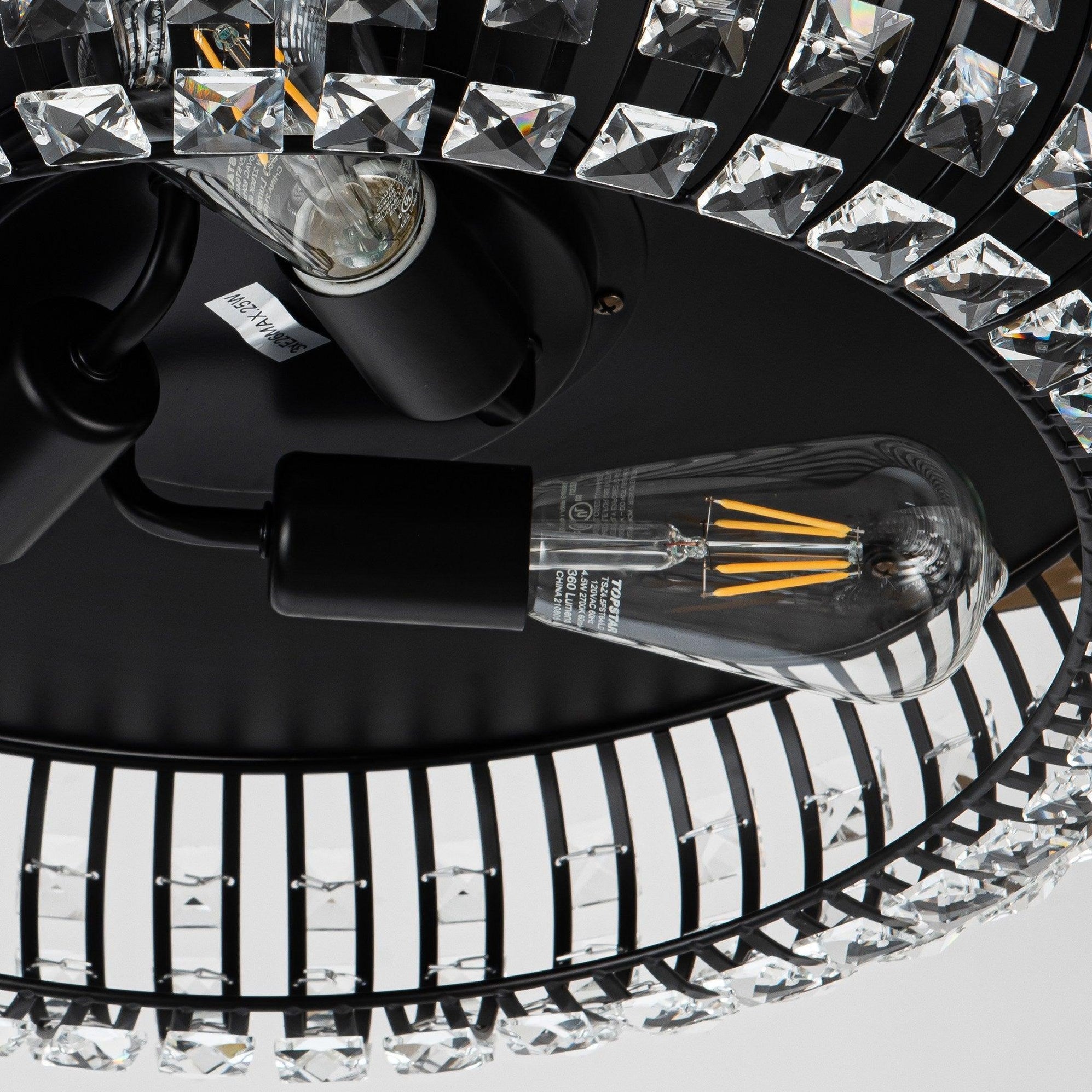 42" Modern Downrod Mount Crystal Ceiling Fan with Lighting and Remote ...