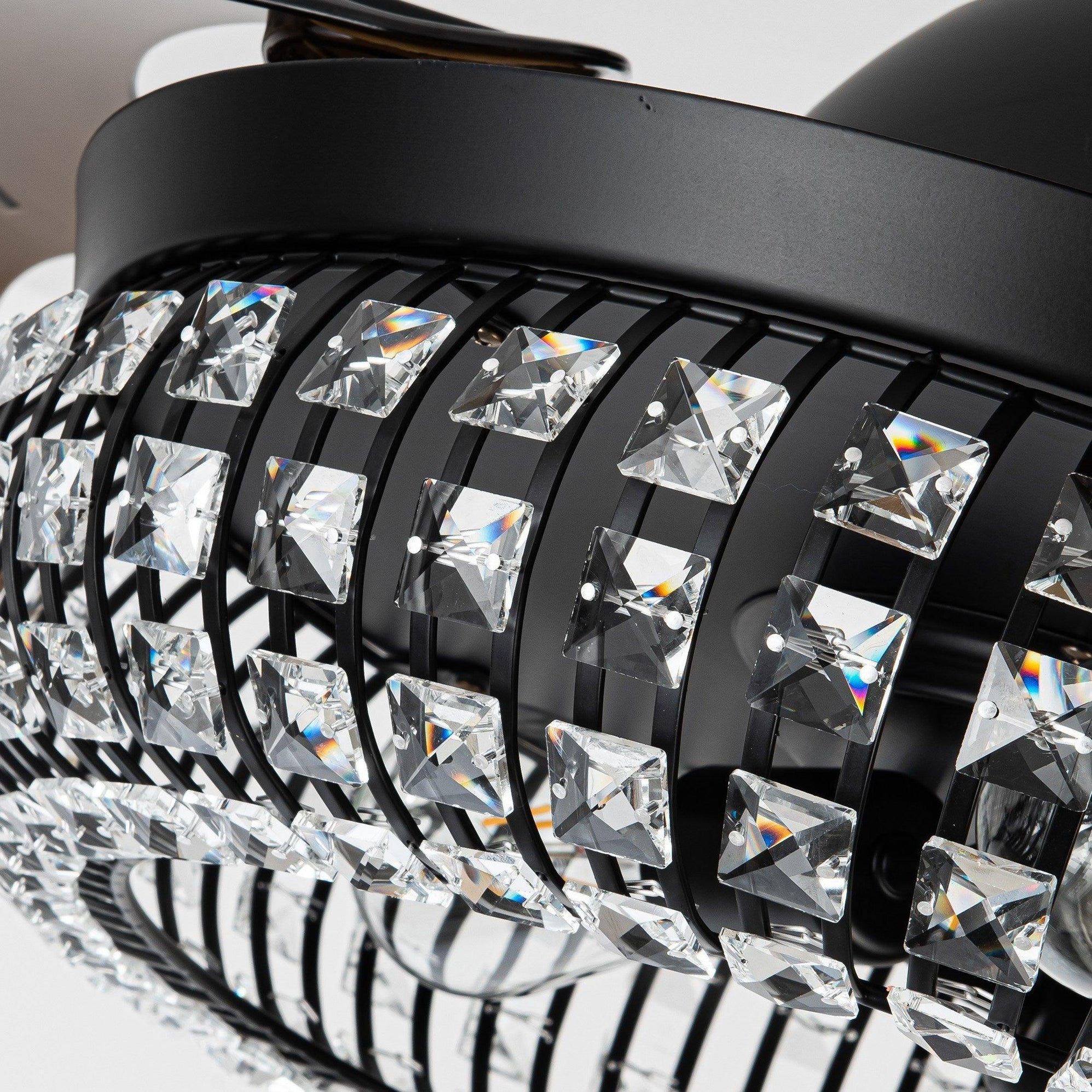 42" Modern Downrod Mount Crystal Ceiling Fan with Lighting and Remote ...