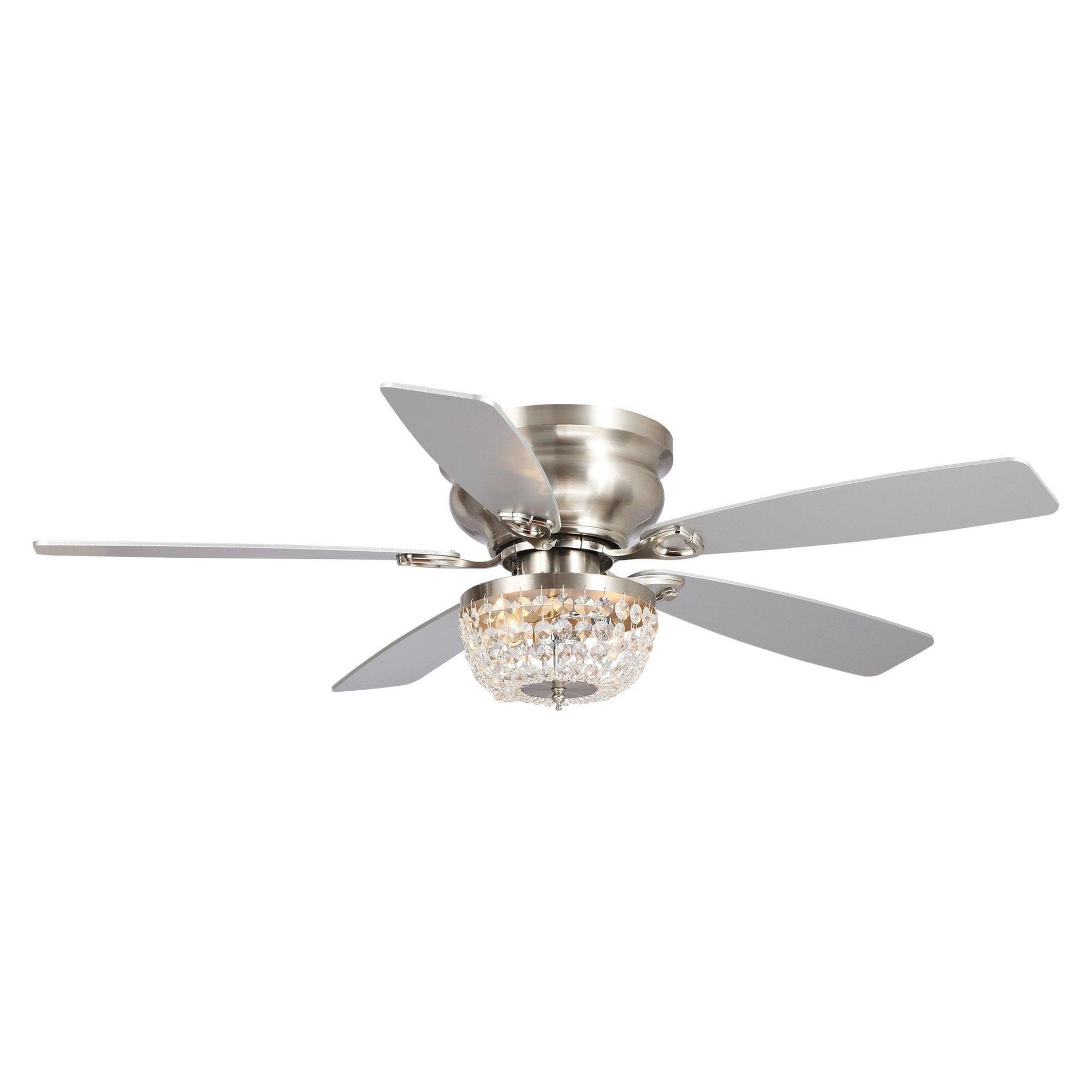 48" Modern Flush Mount Reversible Crytsal Ceiling Fan with Lighting and ...
