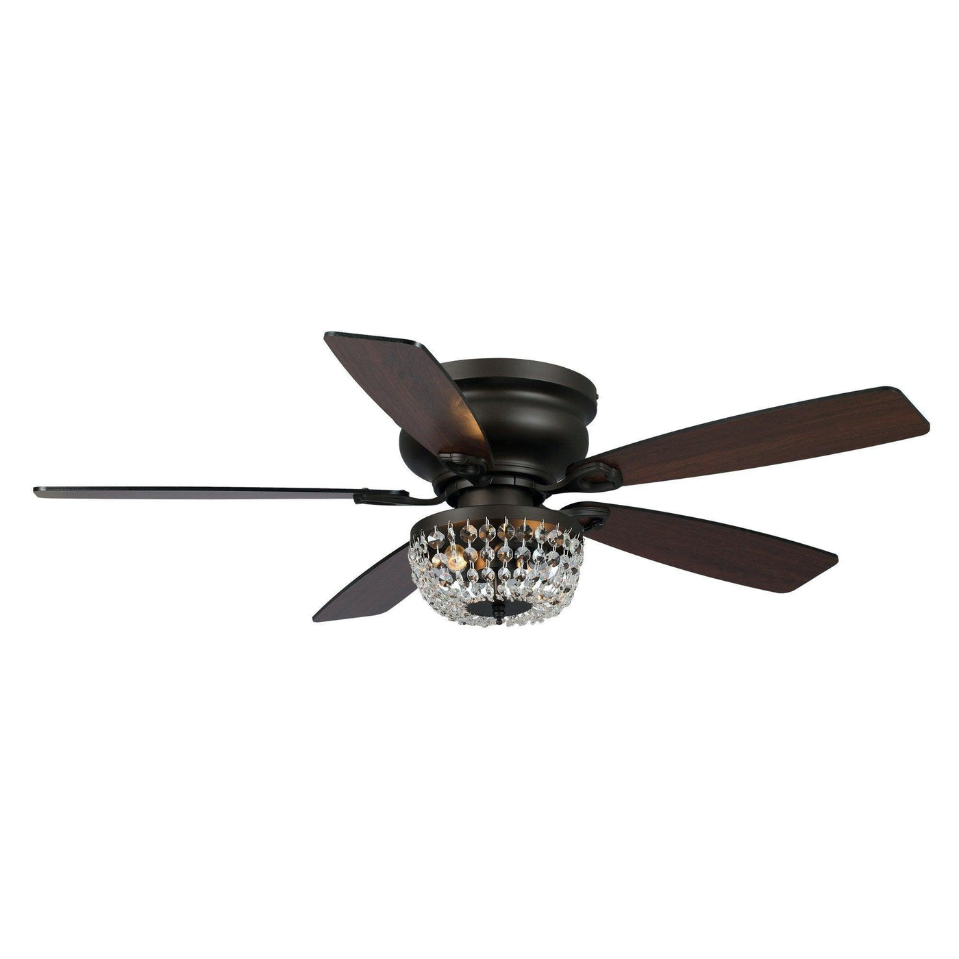 48" Modern Flush Mount Reversible Crytsal Ceiling Fan with Lighting an ...