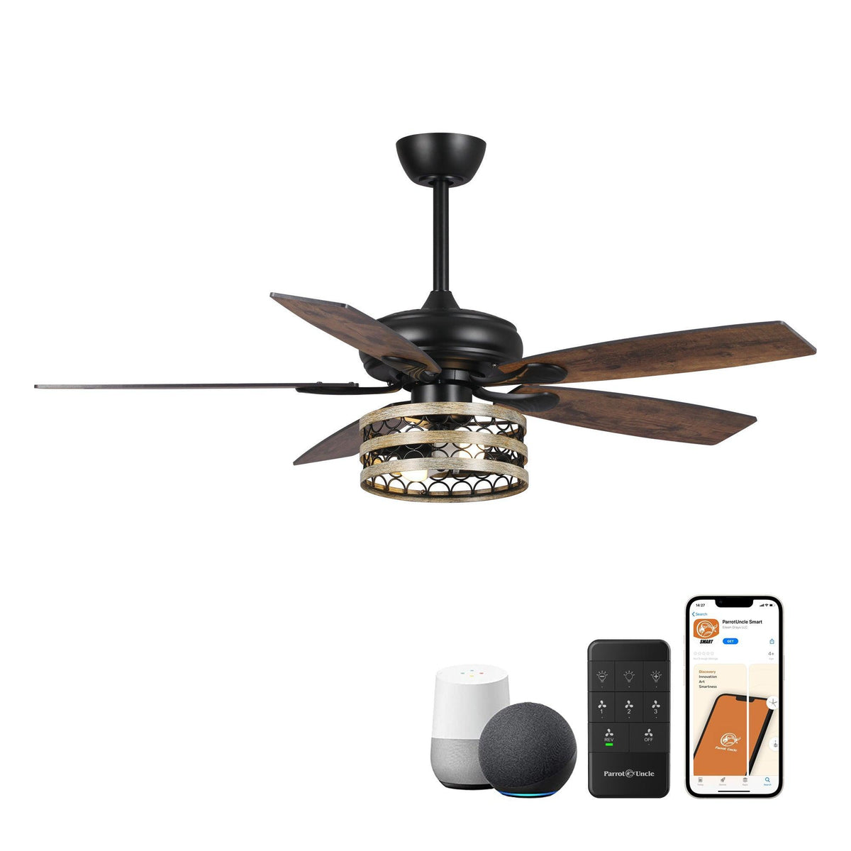 52" Alward Smart Fan with Light Kit and Remote Control — ParrotUncle