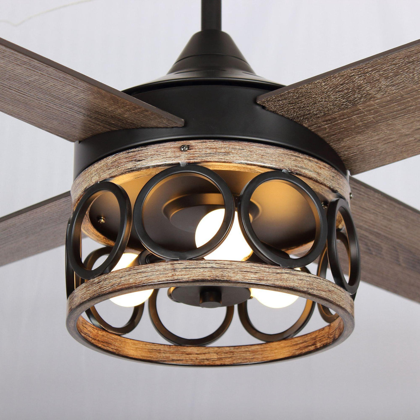 52" Kashmir Farmhouse Downrod Mount Reversible Ceiling Fan with Lighti ...
