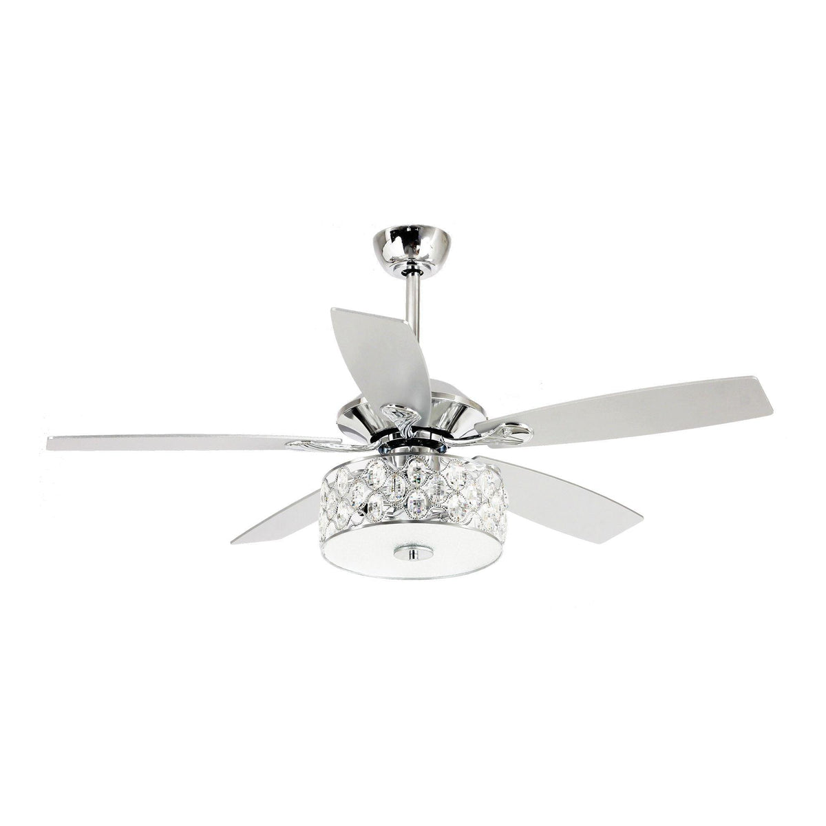 52" Tibuh Modern Downrod Mount Reversible Crystal Ceiling Fan with Lig ...