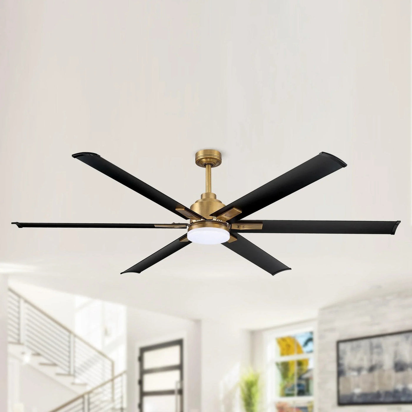 72" Bankston Modern DC Motor Downrod Mount Reversible Ceiling Fan with ...
